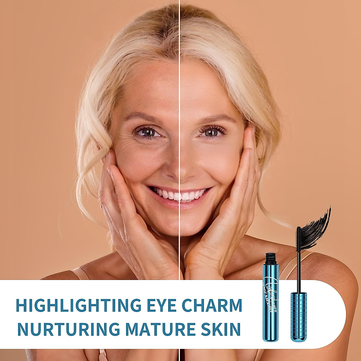 Mascara for Older Women, Black Mascara for Seniors with Thinning Lashes Waterproof Volumizing Mascara, Hypoallergenic Mascara for Sensitive Eyes (Pack of 1)