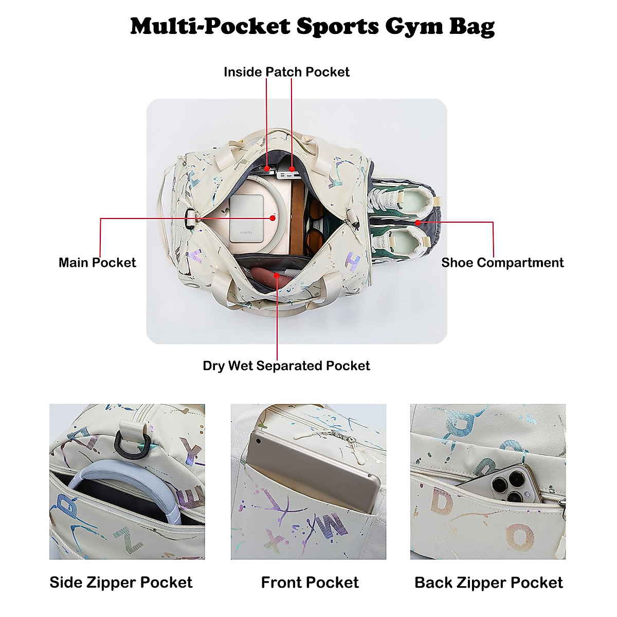 Small Gym Bag for Women, Cute Sports Travel Duffel Bags with Shoe Compartment & Wet Pocket, Carry On Weekender Overnight Bag Gym Tote Bag for Weekend Getway Workout Yoga (Purple)