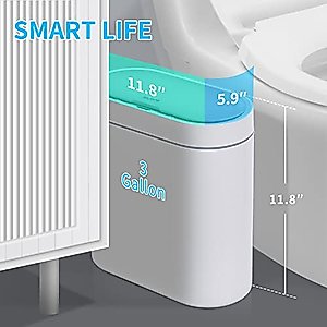 JOYBOS 3 Pack Stackable Storage Bins with Lids and Bathroom Sensor Trash Can