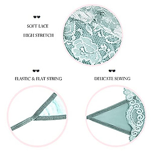 CKSUNG Women's Low Rise Soft Lace G-String Thong Panties, Pack of 5 (Small)