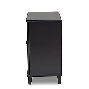 BOWERY HILL Contemporary 4-Shelf Wood Shoe Cabinet in Dark Gray