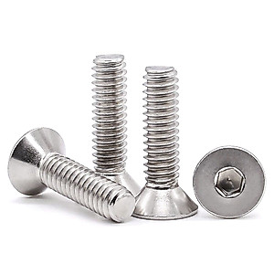 Glvaner 10-24 x 1/2" (60 pcs) Flat Head Socket Cap Screws Bolts, 304 Stainless Steel 18/8, Countersunk Head Socket Cap Screws, Allen Hex Drive, Full Thread