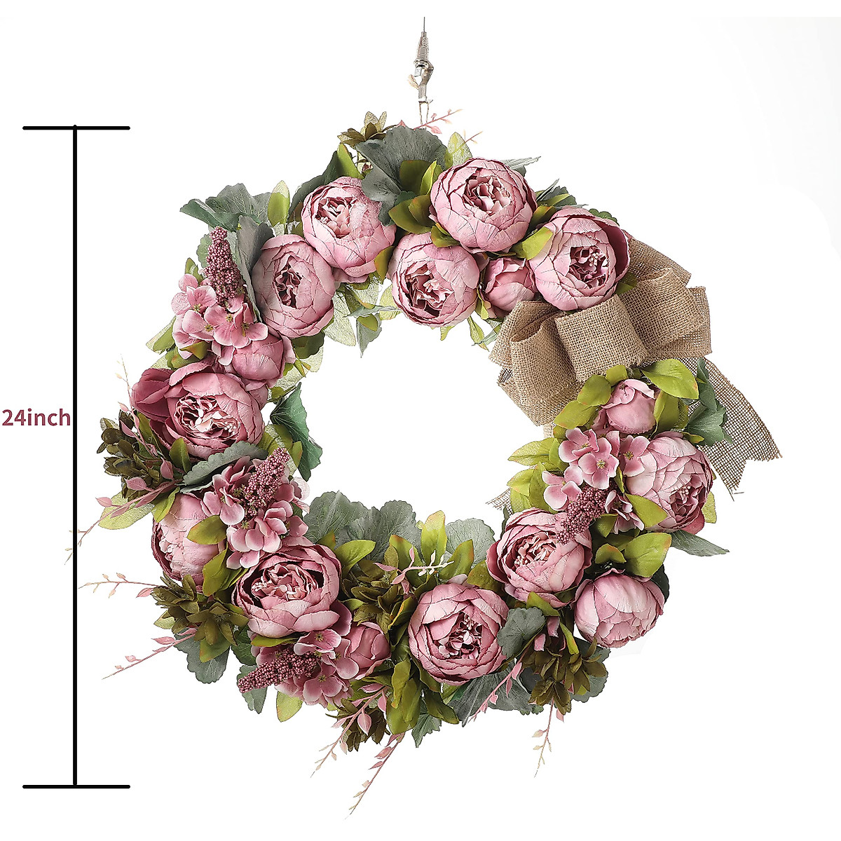 Wreaths for Front Door 24 inch Fall Wreaths Door Wreaths for Front Door with Peony Grapevine Base in Spring Summer Autumn Winter Wreaths for Indoor Outdoor