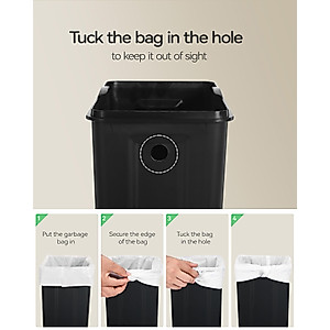 Nunsino Small Bathroom Trash Can with 15 Garbage Bags,2.6 Gallon Stainless Steel Garbage Can with Lid Soft Close,Small Trash Bin for Bathroom,Kitchen,Home Office,Black