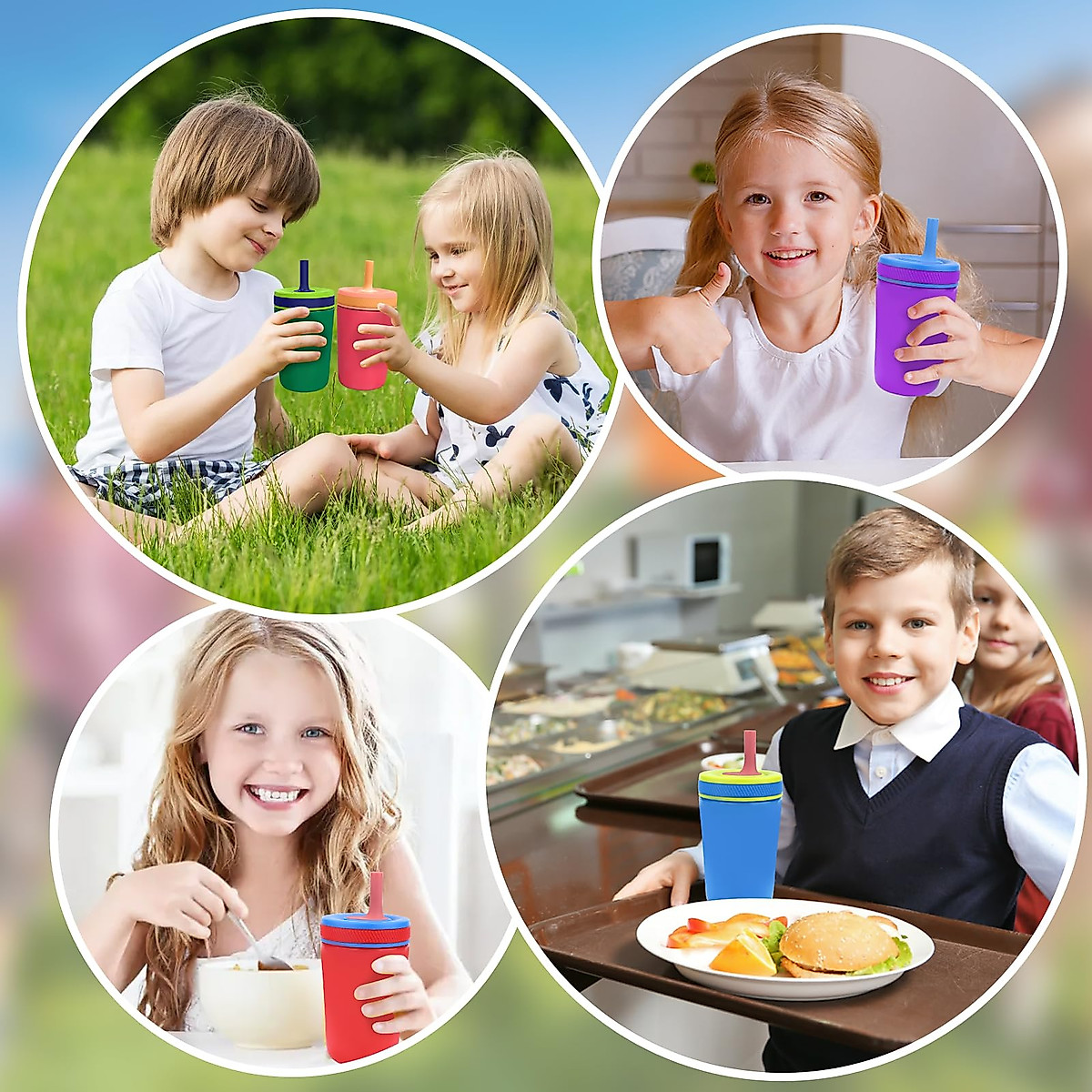 XANGNIER Replacement Straws and Bite Valve Compatible with Zak Designs Kelso 15 oz Tumbler Water Bottle,4 Pcs Reusable Silicone Straws with Cleaning Brush for Zak Designs Kelso 12 oz Cups