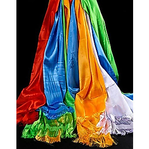 5pcs 235cm 93in Tibetan Traditional Khata Eight Auspicious Good Luck Scarf
