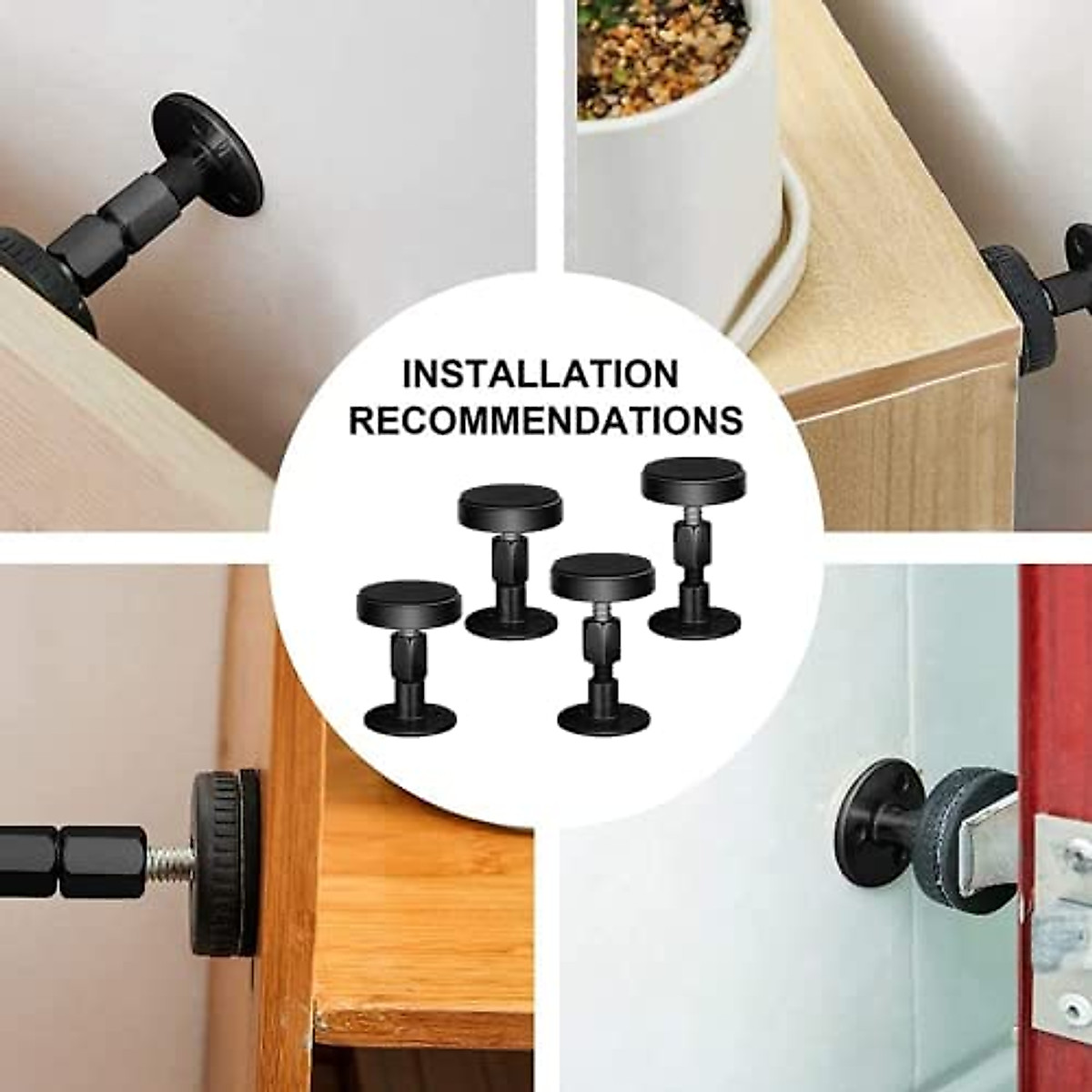 TONGMAN 4 Pieces of Adjustable Threaded Bed Frame Anti-Shake Tool, Headboard Stoppers，Bed stoppers Wall Bed headboard Anti-Shake Fixer to Prevent loosening, No More Creaking (47-64mm)