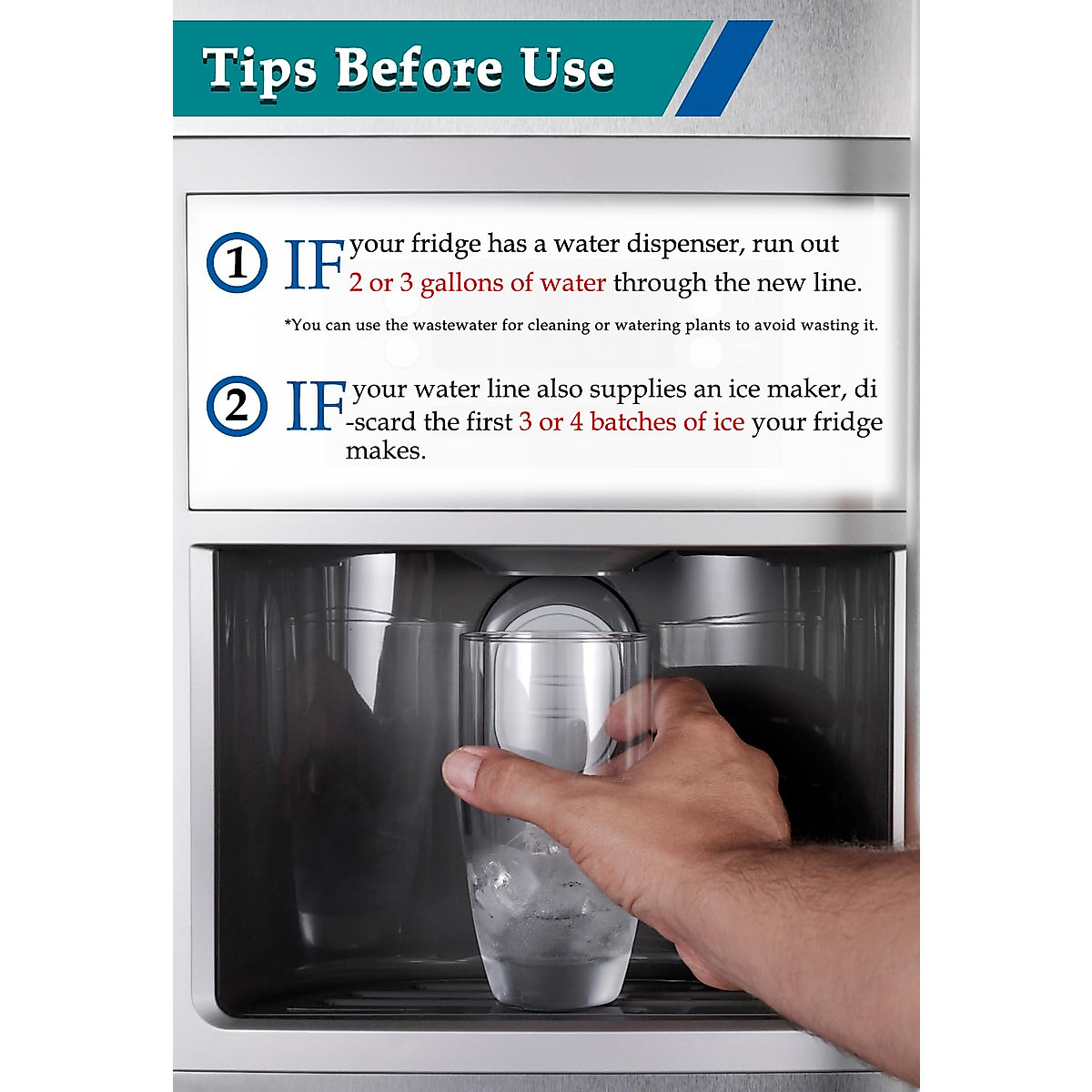 Refrigerator Water Line for Ice Maker Braided - 10' Pex Water Supply Lines Hose for Fridge Outlet Box with 1/4 Comp Fitting