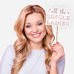 Fully Assembled Bachelorette Photo Booth Props - Set of 32 - Rose Gold, Pink, & Silver Signs, Wedding Bridal Shower Bachelorette Party Supplies & Decorations With Real Glitter - Did we mention no DIY?