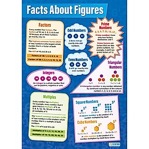 Facts About Figures Math Poster – Gloss Paper – 33” x 23.5” – Educational School and Classroom Posters