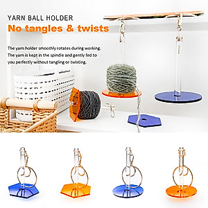 YOJOB Yarn Holder for Crocheting & Knitting, Portable Wrist Yarn Spinner for Big or Small Yarn Balls, Ideal Crochet Kit for Crafters (Round-Blue)