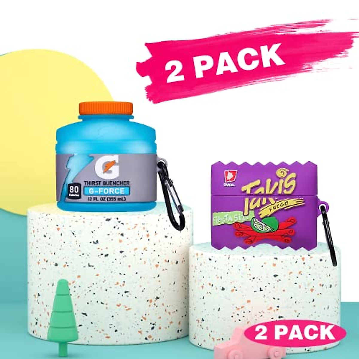 2 Pack Mulafnxal for Airpod Pro 2019/Pro 2 Gen 2022 Case Cute Cartoon 3D Unique Silicone Cover Funny Fashion Fun CharacterAir Pods Cases Women Girls Boys Teen for Airpods Pro Blue Drink&Purple Candy