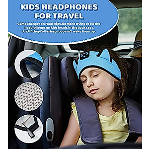 KIDSBAND Kids Headphones Bluetooth Headband Adjustable, Wireless Sleep Headphones for Kids with Wired Playback 3.5 MM Jack for Teens/Boys/Girls/Smartphones/School/Kindle/Airplane Travel/Plane/Tablet