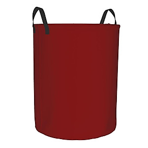 Xiso Ver Maroon Laundry Hamper - Large Laundry Basket with Handles Waterproof Round Collapsible Clothes Storage Bin for Dirty Clothes, Towels, Pillows
