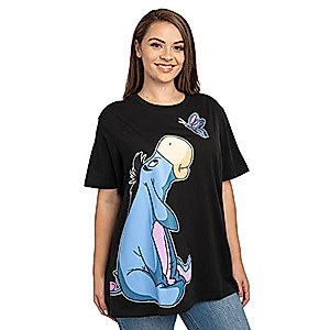 Disney Plus Size Womens T-Shirt Eeyore Butterfly Side Print (Black, 5X)
