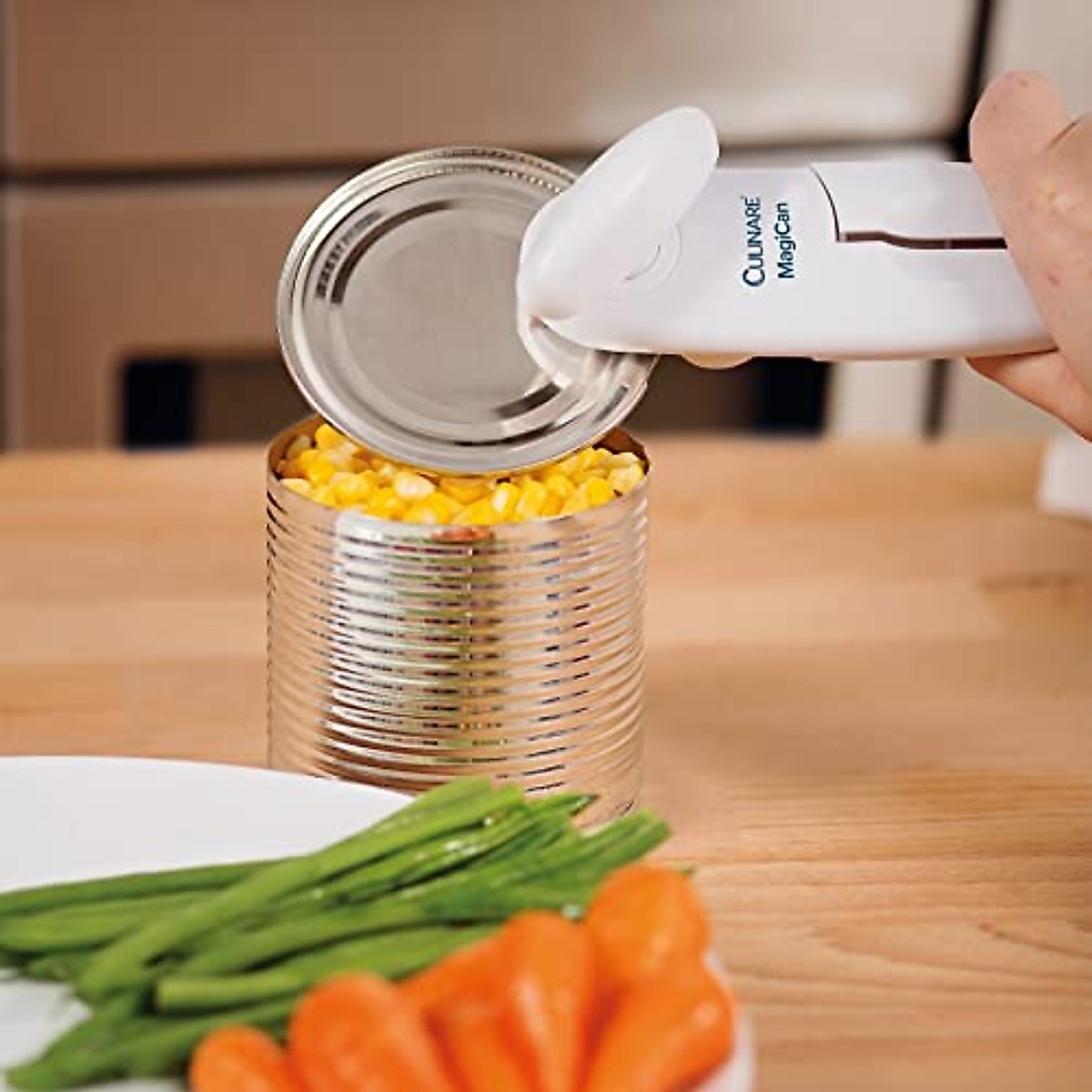 Culinare C10015 MagiCan Tin Opener | White | Plastic/Stainless Steel | Manual Can Opener | Comfortable Handle For Safety and Ease