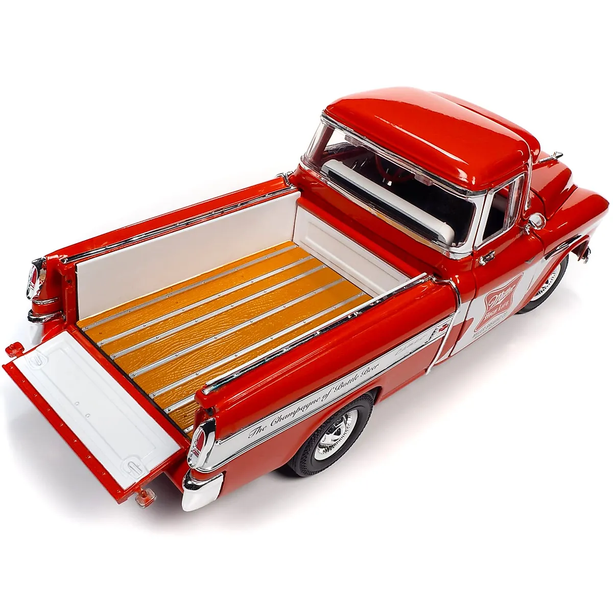 Auto World 1957 Chevy Cameo Pickup Truck Red and White 1/18 Diecast Model Car by Autoworld AW287