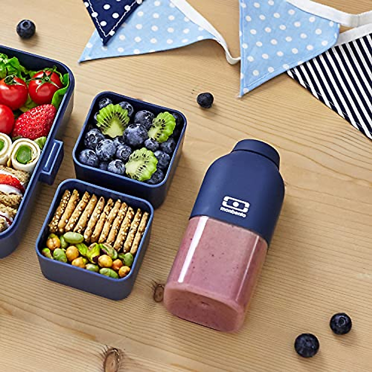 monbento - Small Water Bottle MB Positive S Infinity 11 Oz - Small Leakproof Water Bottle to Slip into a Handbag - BPA Free - Food Grade Safe - Blue
