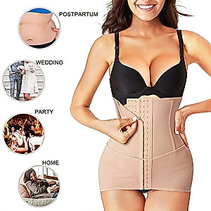 BRABIC 2 in 1 Postpartum Belly Wrap Girdle Pelvis Belt Waist Trainer Tummy Control Shapewear for Women (Beige, L)