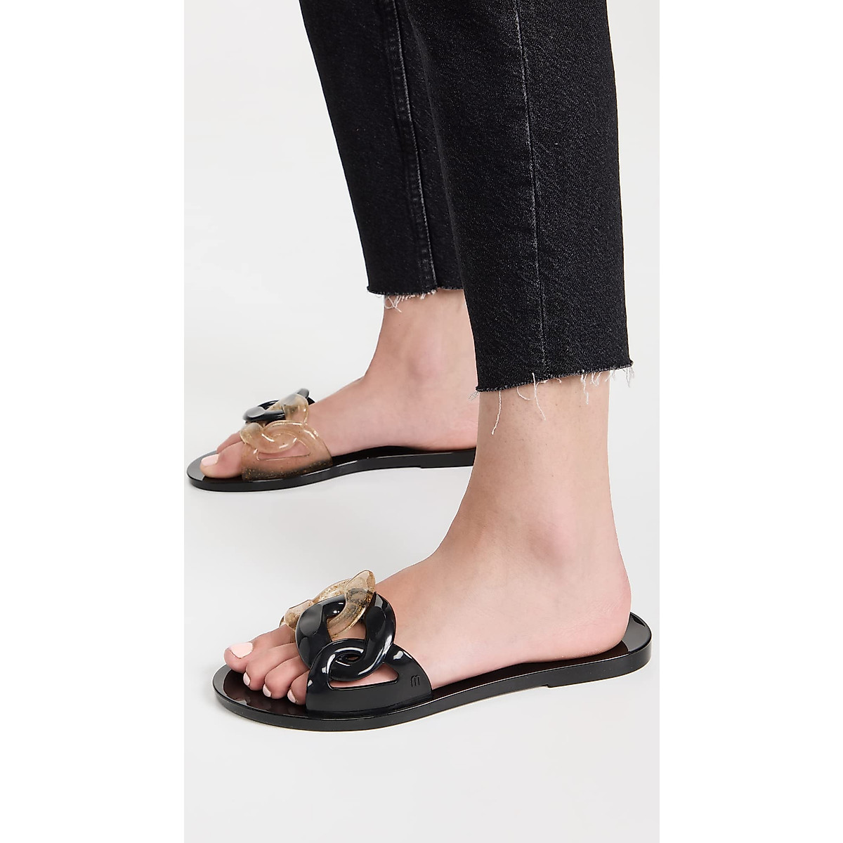 Melissa Women's Jelly Chain Slides, Black, 8 Medium US