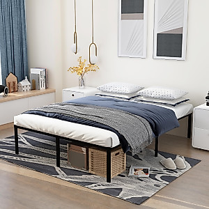 Yedop 18 Inch Full Size Metal Bed Frame, Full Bed Frame No Box Spring Needed, 2500 lbs Heavy Duty Steel Slat Support, Non-Slip, Noise Free, Sturdy Metal Bed Frame, Black