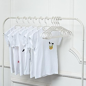 White Plastic Clothes Hangers 20 Pack,Adult Coat Hangers for Closet,Non-Slip Laundry Hangers,Room Essentials Basics Size Ideal for Everyday Use on Coats,Shirts,Pants,Dress,Skirts