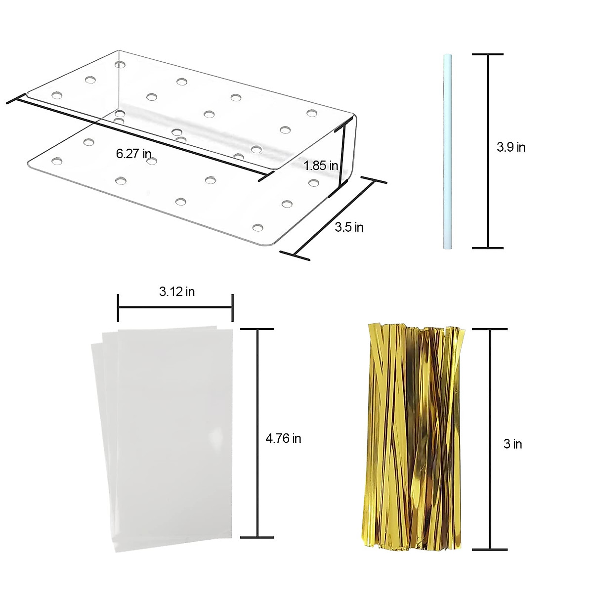 Cake Pop Stand,12Hole Widen The Hole Gap Cake Pop Holder Display Acrylic Lollipop Holder 100PCS Cake Pop Sticks Clear Treats Bags and Gold Metallic Twist Ties for Candy Cake Pop Making Tools (2 PCS)