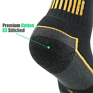 SAVER Men's Hiking & Trekking Cotton Crew Socks with Dri-Tech Moisture Wicking Control - Blisster Resistance Cousion - 4 Pairs