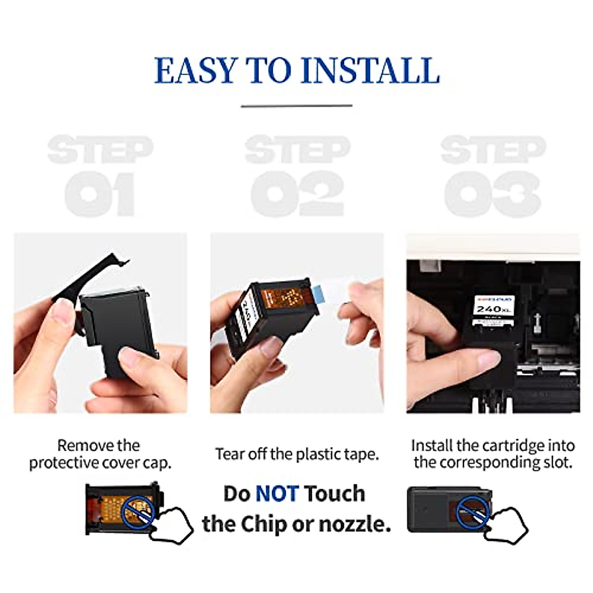 INKCLOUD PG-240 XL Black Ink Cartridge Compatible with Canon 240 240XL PG-240XL Work with Pixma MG3600 MG3222 MG3220 MG3620 MX432 MG3122 TS5120 MG2120 MX452 MG2220 MG3120 MX522 MG4220 Printer 2Black