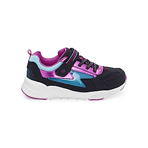 Stride Rite Girls Lighted Cosmic Sneaker, Black Multi, 11.5 Wide Little Kid