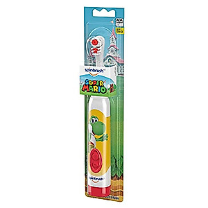 Super Mario Kid’s Spinbrush Electric Battery Toothbrush, Soft, 1 ct, Character May Vary