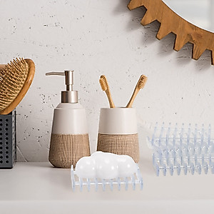 4 Pieces Plastic Bar Soap Holder Soap Tray Soap Saver Bar Dish Self Draining Soap Dishes for Soap Sponge Dryer Bathroom Toilet Shower Kitchen Restaurant Counter (Clear)