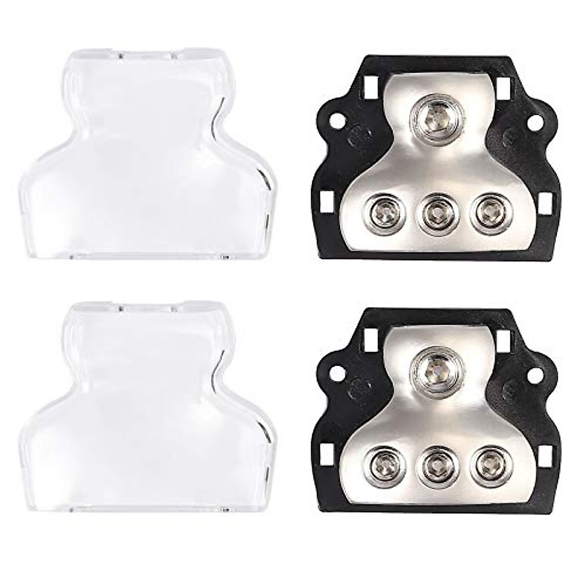 VonSom 3 Way Power Distribution Block, 1x 0 Gauge in / 3X 4 Gauge Out Amp Power Distribution Ground Distributor Connecting Block for Car Amplifier Audio Splitter 2 Pack