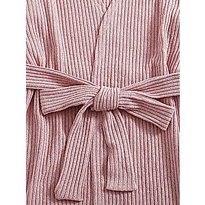 SOLY HUX Womens Pajama Sets 3 Piece Lounge Set Ribbed Knit Cami Top and Shorts Soft Sleepwear with Robe Cardigan Pink S