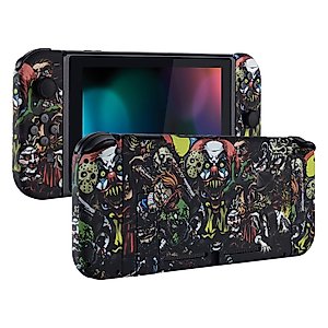 eXtremeRate DIY Replacement Shell Buttons for Nintendo Switch, Soft Touch Back Plate for Switch Console, Custom Housing Case with Full Set Buttons for Joycon Handheld Controller - Scary Party