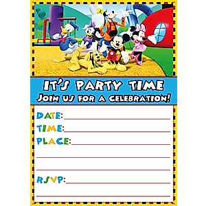 Set of 20 Mick Mous-Themed Happy Birthday Invitation Cards & Envelopes - Lightweight (240g), Postcard Style Invites for the Perfect Party Pack