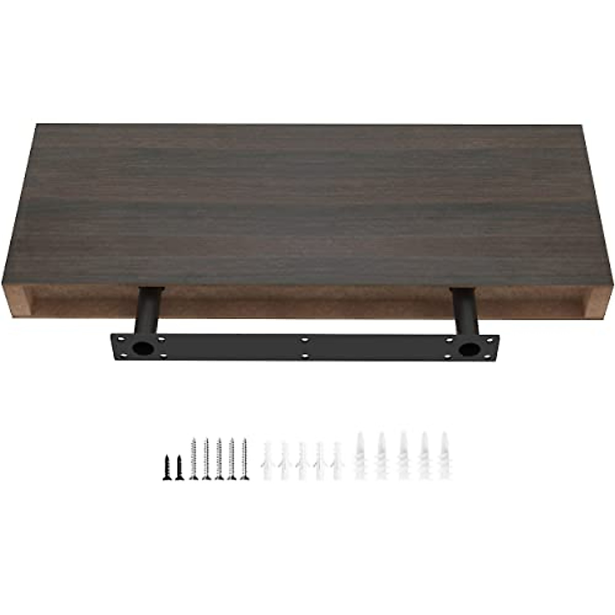 Ballucci Floating Shelf Extra Wide, 24" L Wood Wall Mounted Ledge with Invisible Bracket for Living Room, Bedroom, Bathroom, Kitchen, Nursery, 8" Deep - Espresso