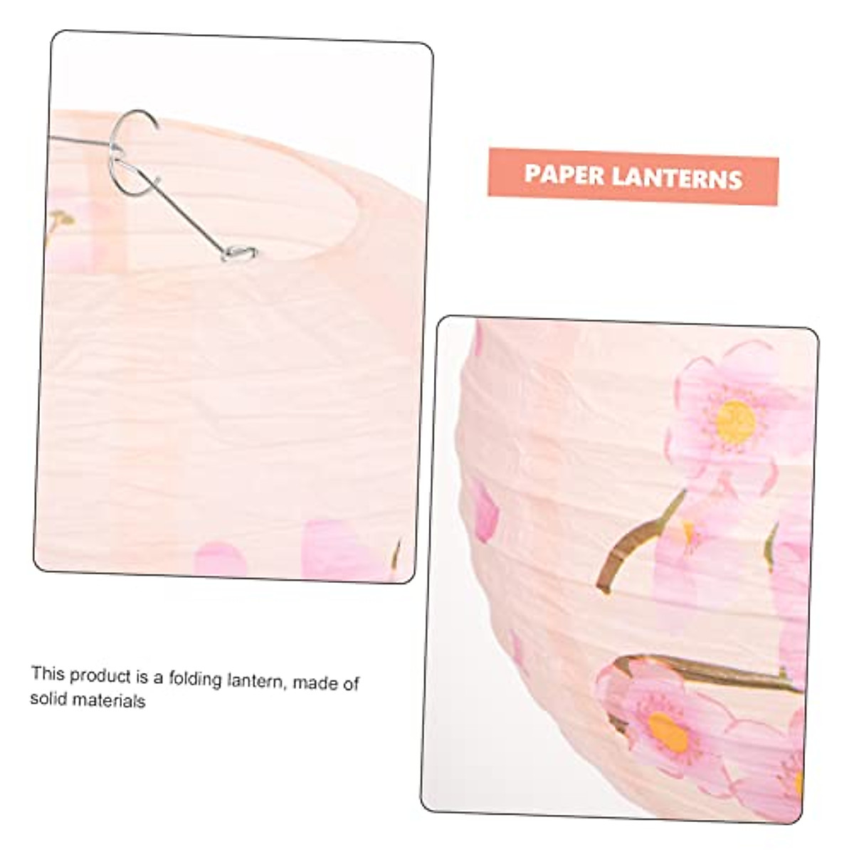 BESTOYARD Sushi Lantern Lamps 3pcs Japanese Paper Lanterns Small Lantern Cherry Blossoms Iron Japanese Paper Lanterns Decorative Flower Lantern