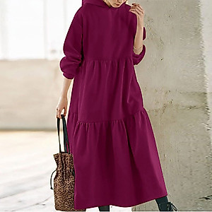 LKPJJFRG High Waist Smocked Flowy Tiered Mixi Dress Crew Neck Gingham Flare Dress Tie Waist Slim Fit Slit Maxi Dress Hot Pink