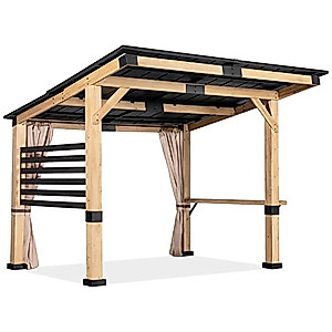 Joyside Cedar Wood Gazebo 10 ft. x 12 ft. - Patio Wood Gazebo with Cedar Frame and Metal Steel Roof Panels, Hardtop Gazebo for Patio Lawn Deck and Parties