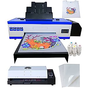 PUNEHOD A3 DTF Printer,L1800 T-Shirt Transfer Printer with White Ink Circulatory for DIY Direct Print T-Shirts, Hoodie,Fabrics (DTF Printer + Oven)
