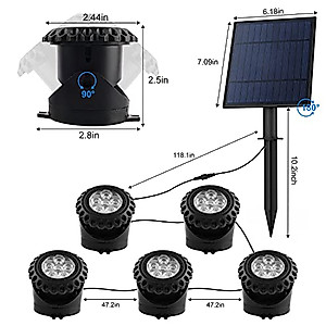 T-SUN Solar Pond Light, Super Bright LED Underwater Color Changing Solar Lights RGB Submersible Fountain Lights IP68 Waterproof Fish Tank Light for Aquarium Garden Pool Fountain Pond 5 in 1