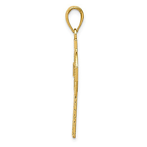 Solid 14k Yellow Gold Celtic Knot Irish Claddagh Cross Pendant Charm - 28mm x 17mm