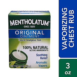 Mentholatum Original Chest Rub Ointment , White, 3 Ounce (Pack of 1) (0483)