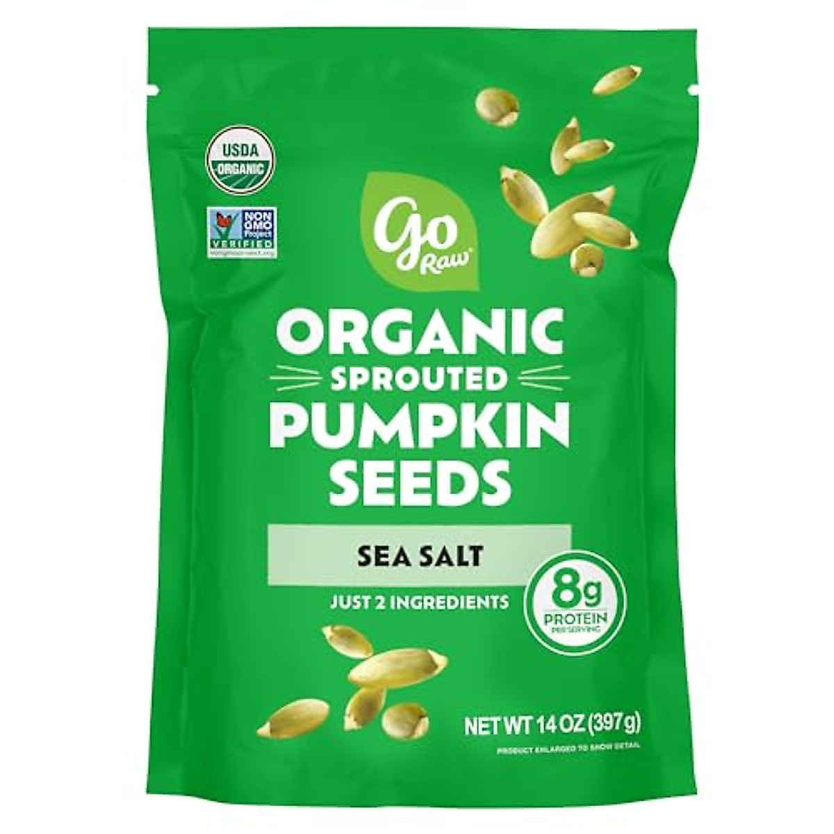 Go Raw Pumpkin Seeds with Sea Salt, Sprouted & Organic, 1 lb. Bag | Keto | Vegan | Gluten Free Snacks | Superfood