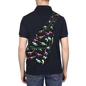 Sling Bag For Women Men，Magic Trippy Dinosaur Crossbody Shoulder Backpack Lightweight One Strap Casual Chest Daypack For Travel Hiking Outdoor Sports