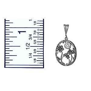 Alcoholics Anonymous (AA) Symbol - Sterling Silver Pendant, AA Symbol in a Old Fashion Style Pendant with 3 Flowers