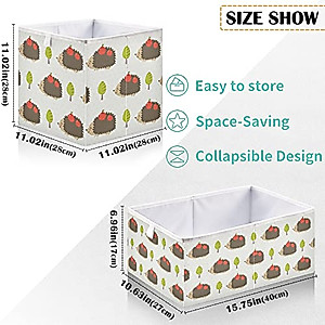 visesunny Closet Baskets Storage Bins Hedgehog Cute Animal Fabric Baskets for Organizing Shelves Foldable Storage Cube Bins for Clothes, Toys, Baby Toiletry, Office Supply