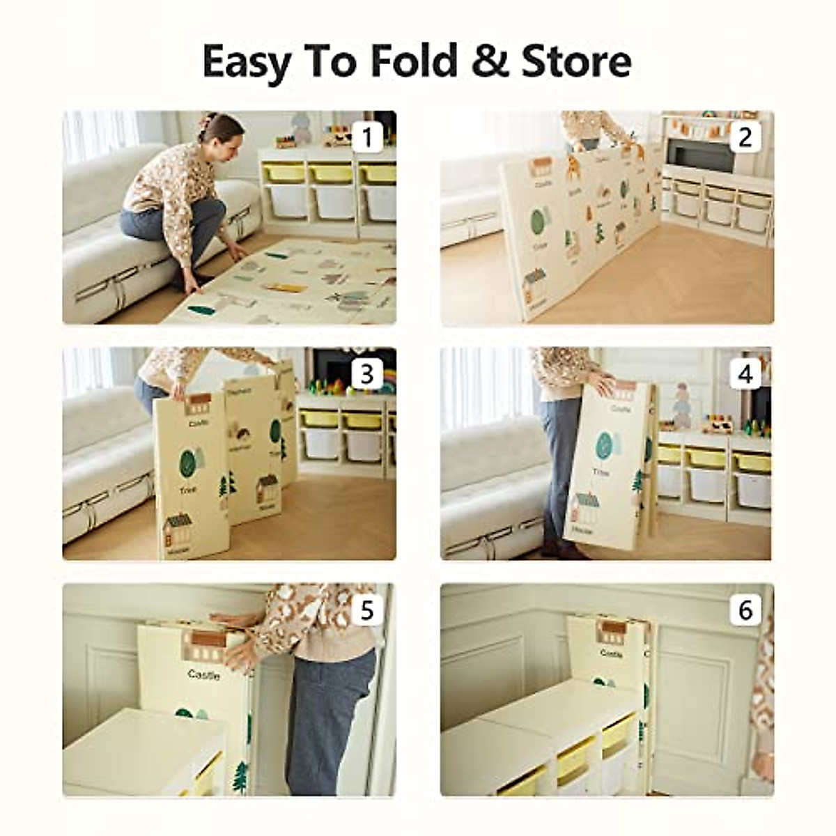 Baby Play Mat, Extra Large Foldable Play Mat for Baby 79" x 71" Reversible Waterproof Tear Proof Baby Floor Mat Foam Playmat Non Toxic Portable Tummy Time Mat with Travel Bag, Indoor Outdoor Use