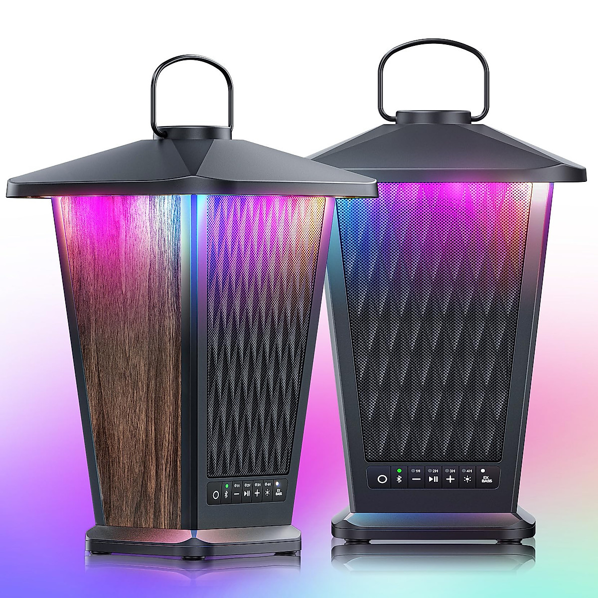 Outdoor Bluetooth Speaker Waterproof, 80W True Wireless Stereo Sound with Punchy Bass, Multi-Connect up to 100 Speakers, 4 Adjustable Modes Beat-Driven Lights, Party/Patio/Pool Side/Porch, 2 Pack